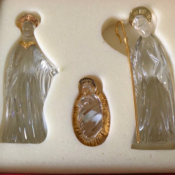 Vintage | Accents | Gorham Crystal Jesus Mary 3 Piece Nativity Set ...